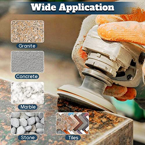 7 Packs Dry Diamond Polishing Pads 4 Inch with 5/8β-11 Rubber Backer Pad 6PCS Dry Polish Pad Kit 50-2000 Grit for Drill Grinder Polisher Granite Marble Concrete Stone Countertop Quartz Polishing
