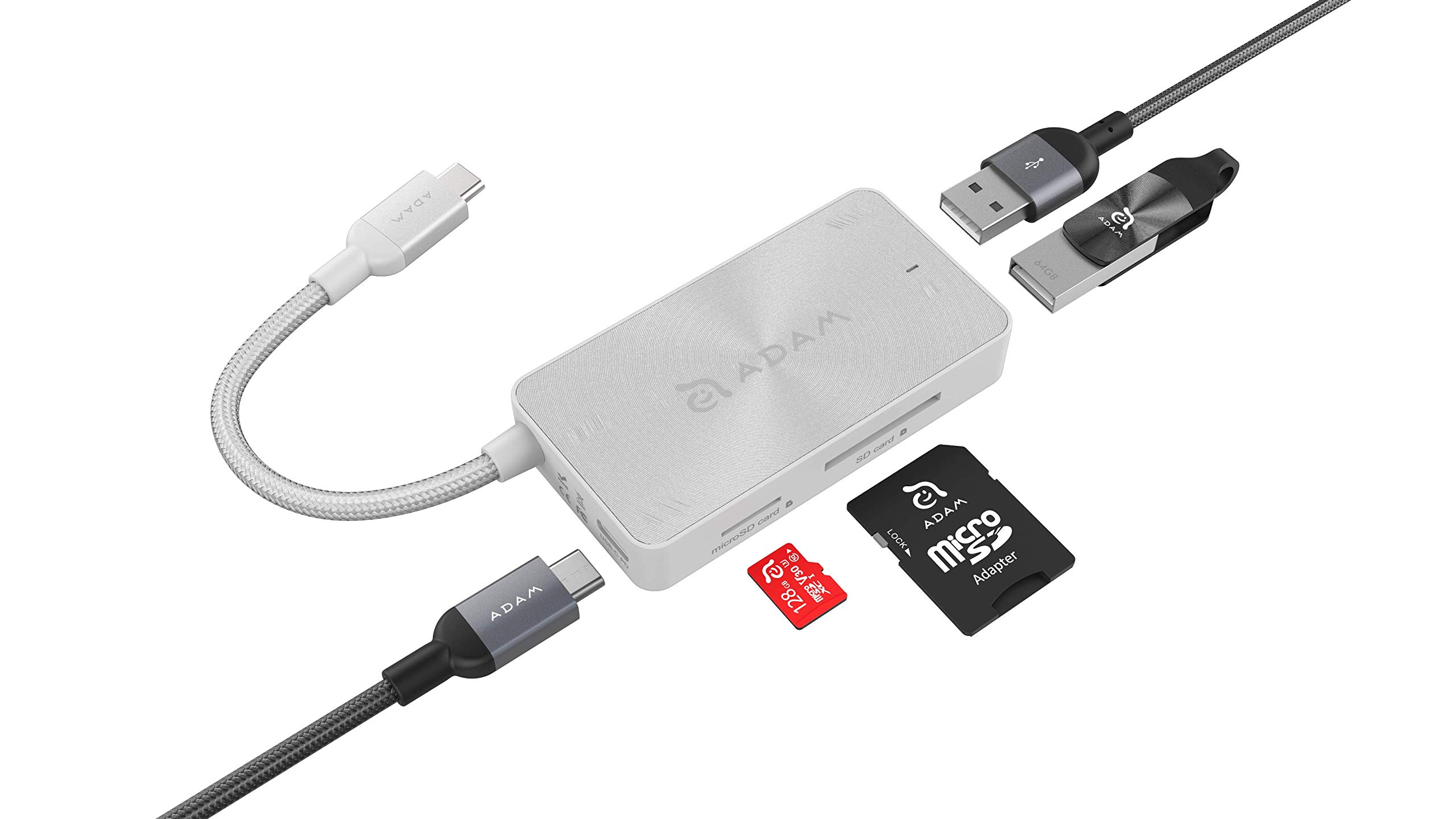 ADAM elements 5-in-1 USB C Hub - 80W USB C PD - SD Card/microSD Card Reader - 2 USB A 3.1 Ports - Portable, Durable Aluminum Case, Compatible for Mac, Windows, Chrome (CASA Hub PDC501, Silver)