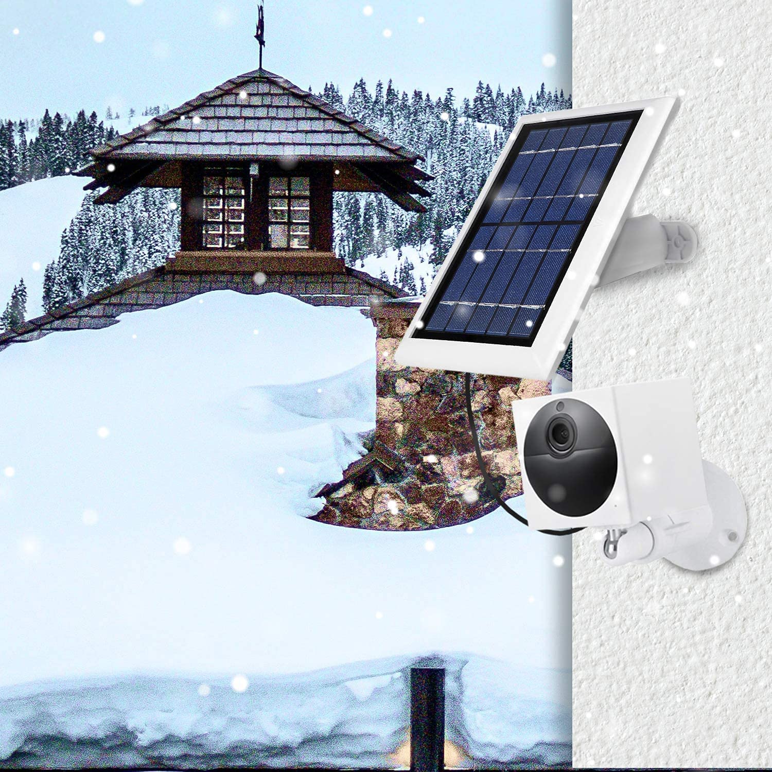 Wasserstein Solar Panel Compatible with Wyze Cam Outdoor - Power Your Surveillance Camera continuously with 2W 5V Charging (3-Pack, White) (Wyze Cam Outdoor NOT Included)