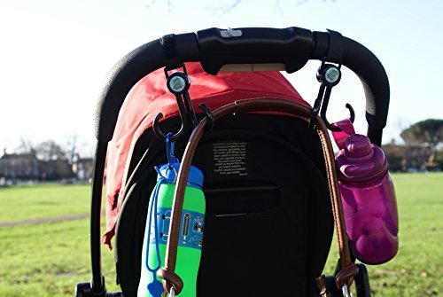 Clearance Stroller Hook Organizer - 2 Pack with 2 Double Multi Purpose Buggy Hooks (Blue) - Universal Fit for All Strollers - Pram, Pushchair, Stroller Accessory-Hanger for Baby Diaper Bags, Groceries