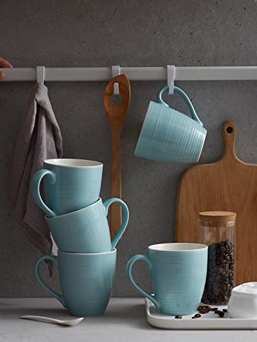 DOWAN Coffee Mugs, Coffee Mugs Set of 6, 17 Oz Ceramic Coffee Cups with Handle, Large Coffee Mug, Ceramic Mugs for Coffee Tea and Cocoa Turquoise