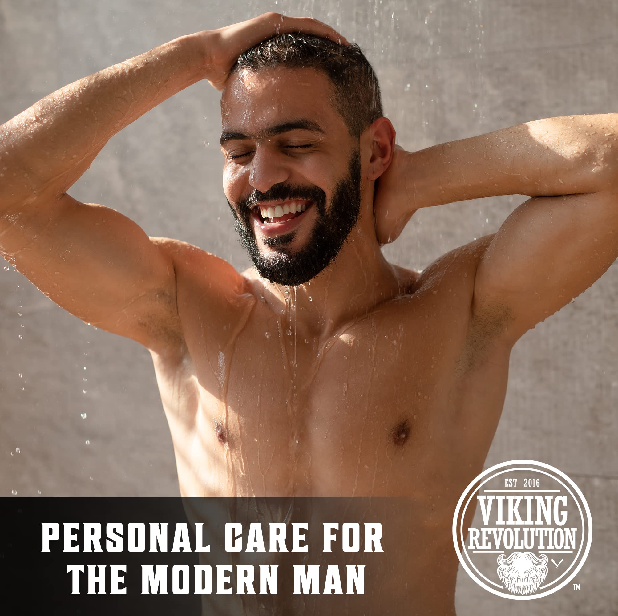Viking Revolution Skin Cleaning Agent Tea Tree Kit for Men - Tea Tree Oil Set with Body Wash & Balm - Hydrating, Helps Athlete's Foot, Jock Itch, Eczema & Body Odors - Extra Strength, 2 Piece Set