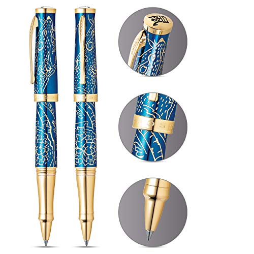 Cross Sauvage 2020 Year of the Rat Special Edition Translucent Blue Lacquer w/23KT Gold Plated Inlays and Appointments Rollerball Pen