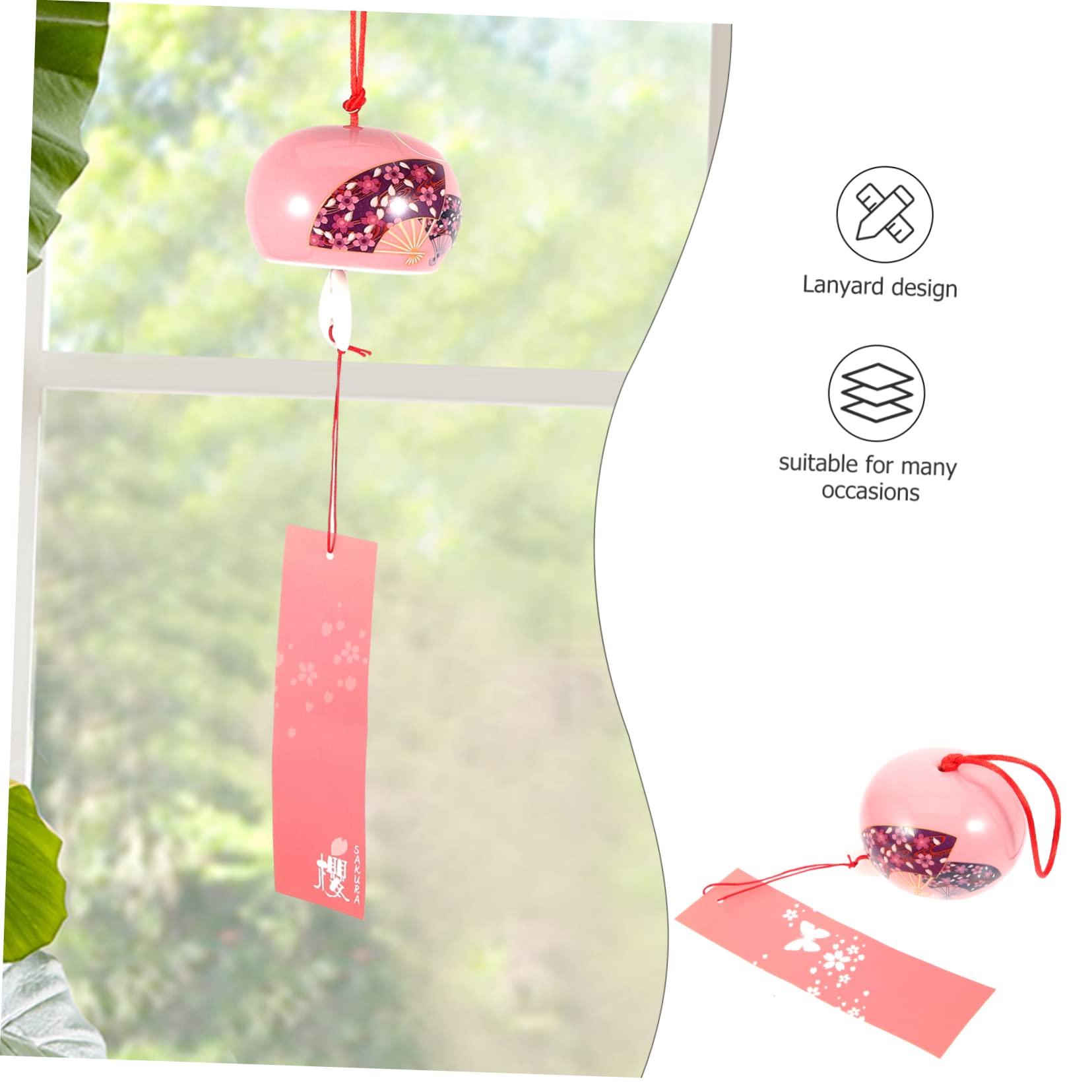 2pcs Japanese Ceramic Wind Chimes Hanging Wind Chime Pendant Home Wind Bell Decorative Wind Chime Wedding Hanging Decor Wind Chime for Home Decor Ceramic Craft Ornaments Wind Bells