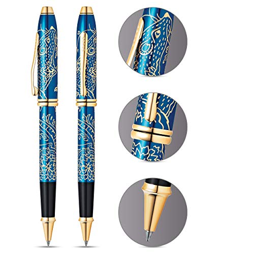 Cross Townsend 2020 Year of the Rat Special Edition Translucent Blue Lacquer w/ 23KT Gold Plated Inlays and Appointments Rollerball Pen