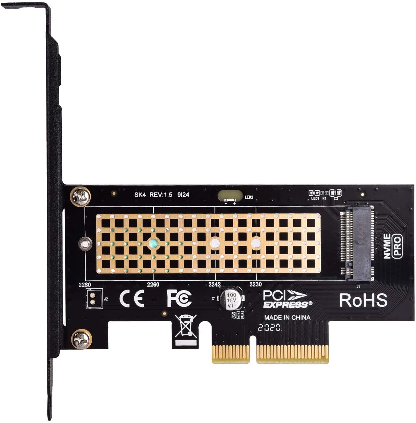 M.2 NVME SSD to PCIe 4.0/3.0 x4 Adapter, M.2 2280 2260 2242 2230 SSD to PCIe 4.0/3.0 x4 Host Controller Adapter Card with Aluminum Heatsink for PC Desktop with Full Speed