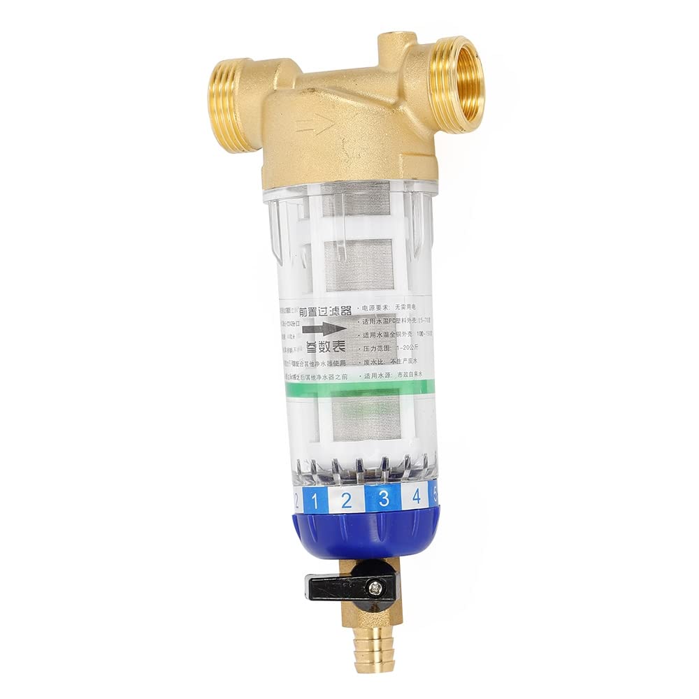 3/4" Inch High Flow Rate Reusable Sediment Water Filter Separator Sediment Water Filter Spin Down Mesh System 50℃ Water Filter