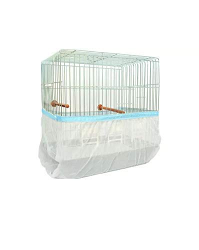 Fit Fly Bird Cage Cover Pocket Style Seed Catcher Skirt Seed Guard Round Angled Sheer Tulle Curtain Seed Catcher