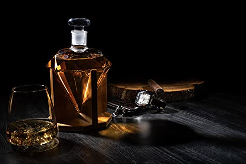 Diamond Decanter For Whiskey, Liquor, Scotch, Rum, Bourbon, Vodka, Tequila Decanter, The Wine Savant 750ml - Gifts For Men & Women Clear
