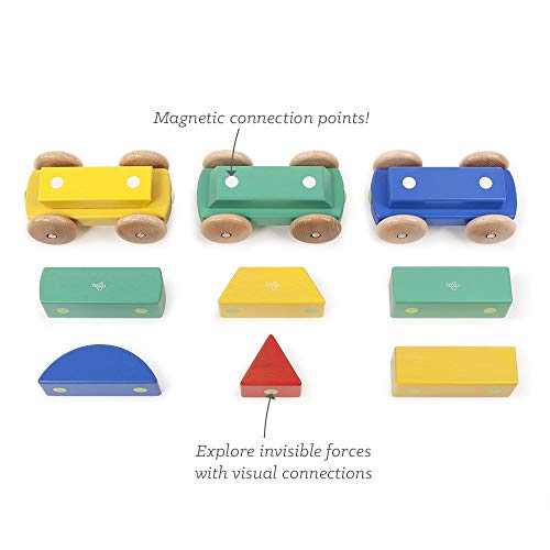 9 Piece Tegu Magnetic Shape Train Building Block Set, Rainbow