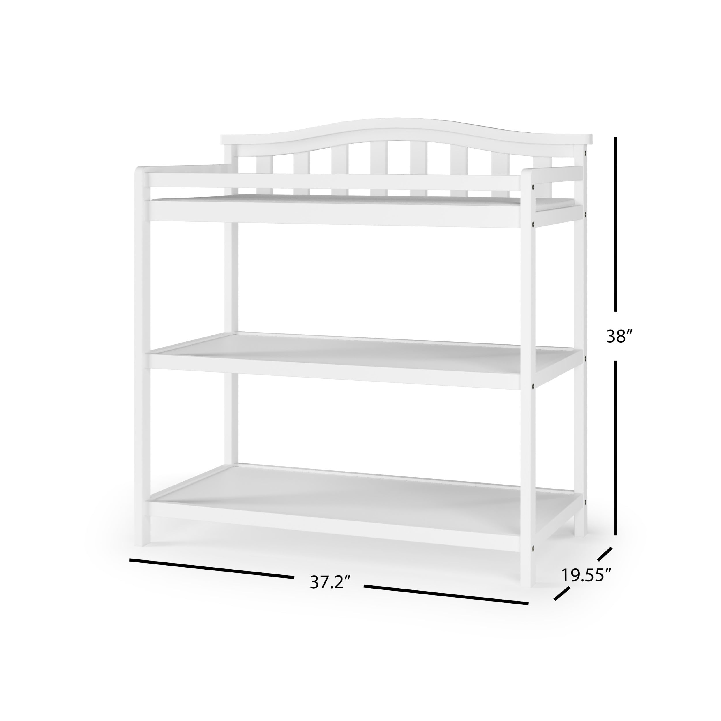 Child Craft Arch Top Infant Changing Table, Water-Resistant Pad and Safety Strap, Anti-Tip Kit Included to Prevent Tipping, Non-Toxic, Baby Safe Finish (Matte White)