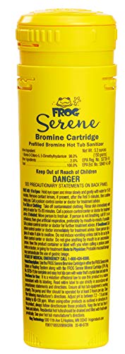 4 FROG Serene Bromine Replacement Cartridges for Hot Tubs for use only with FROG Serene Floating Sanitizing System + FROG Test Strips, Quick and Easy Sanitizer + Test Strips
