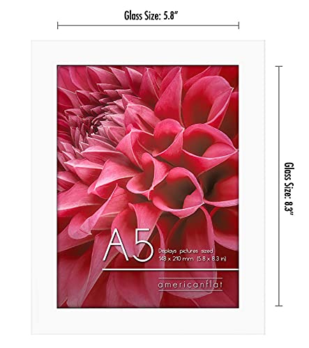 Americanflat A5 Picture Frame in White - Composite Wood with Shatter Resistant Glass - Horizontal and Vertical Formats for Wall and Tabletop - 5.8 x 8.3 in