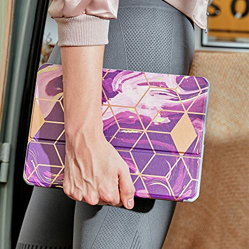 Popshine Marble Case Designed for iPad 10.2 9th Gen (2021)/8th Gen (2020) /7th Gen (2019), Full Body Premium 360 Degree Protective Folio Cover with Built-in Screen Protector, Liquid Marble Purple