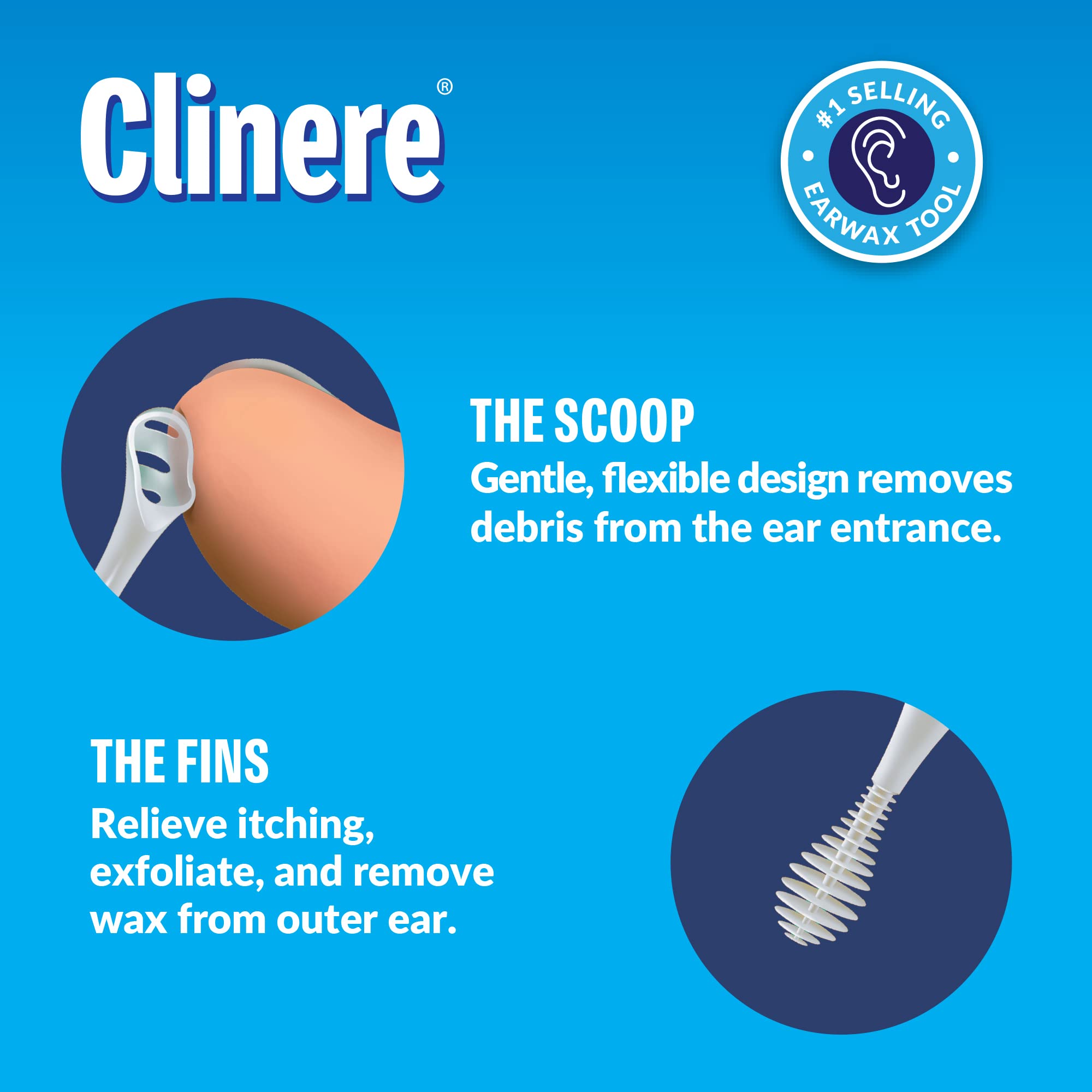 Clinere® Ear Cleaners, 10 Count Earwax Remover Tool Safely and Gently Cleaning Ear Canal at Home, Ear Wax Cleaner Tool, Itch Relief, Ear Wax Buildup, Works Instantly, Exfolimates, Earwax Cleaners.