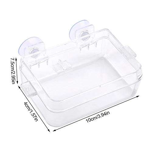 Hffheer Reptile Feeder Anti-Ese Amphibians Feeder Dish Food Water Bowl Translucent Feeding Basin with Suction Cup for Tortoise Gecko Snakes Lizard