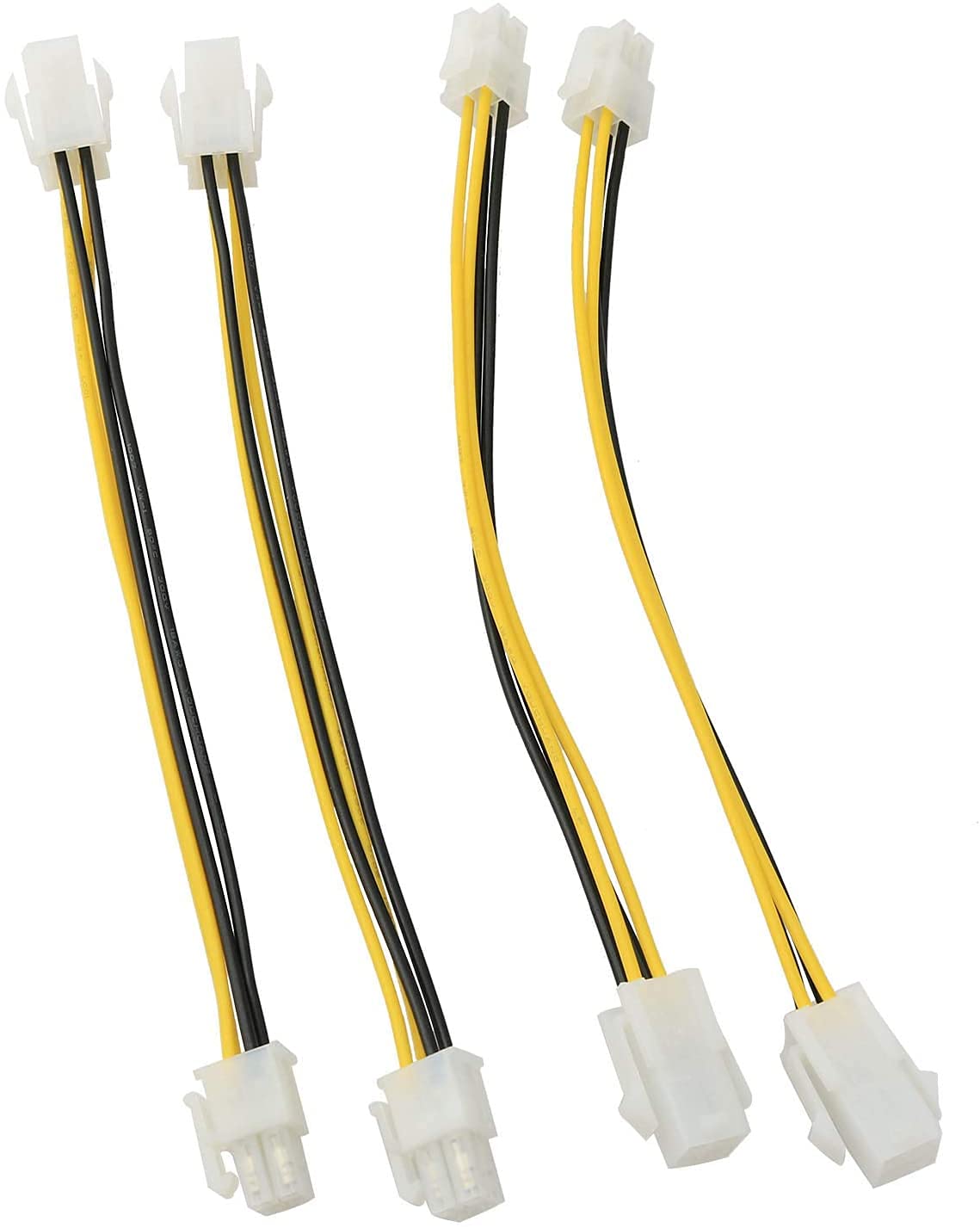 Longdex ATX Plug CPU Power Adapter Cable 4PCS 8Inch 4-Pin ATX Male to 4-Pin ATX Female 12V Motherboard Power Extension Cable