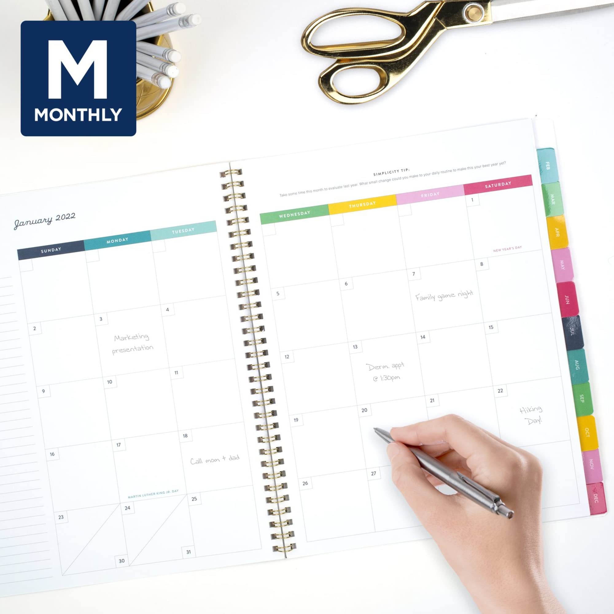 2022 Monthly Planner Simplified by Emily Ley for AT-A-GLANCE, 8-1/2" x 11", Large, Blush Key (EL71-900)