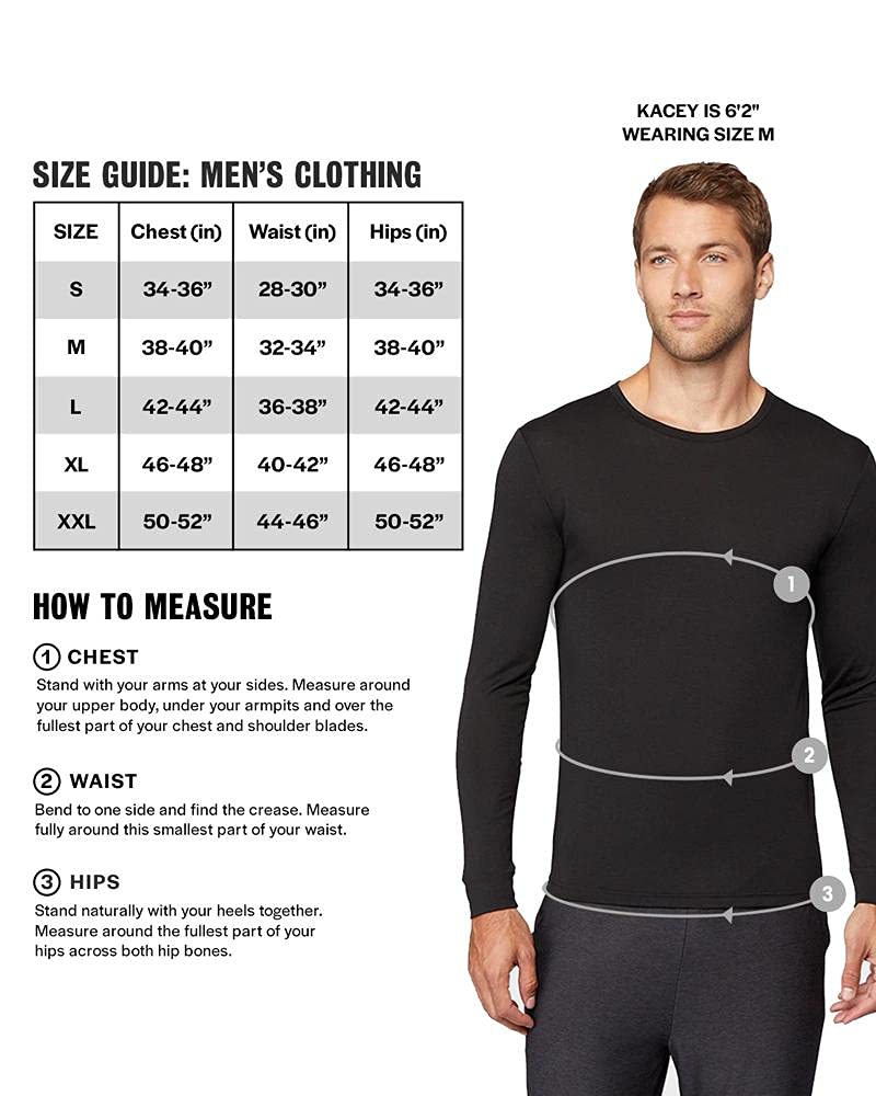 32 DEGREES Mens Heat Performance Thermal Baselayer Vneck Long Sleeve Top, White, Large
