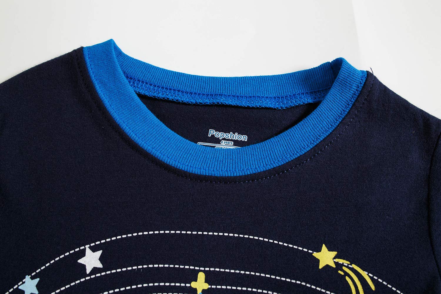Popshion Little Boys Long Sleeve Pajamas for Boys 100% Cotton Toddler Space Rocket Sleepwear Clothes Set(Planet-6229 6T)