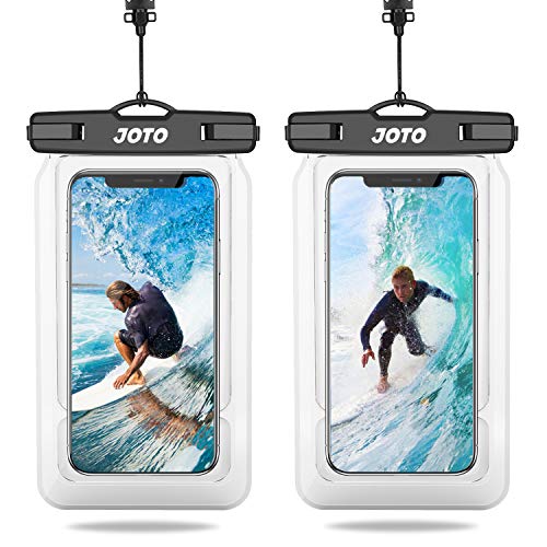 JOTO Floating Waterproof Phone Holder Pouch, Float Universal Waterproof Case for iPhone 14 13 12 11 Pro Max XS XR 8 7 Galaxy Pixel Up to 7’’, IPX8 Underwater Cellphone Dry Bag for Beach -2 Pack,Clear