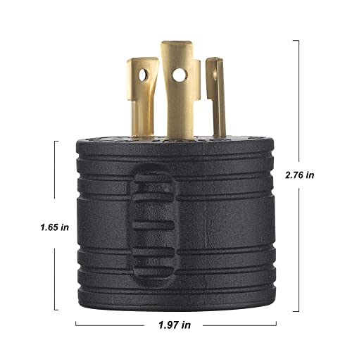 30 Amp 3 Prong Generator Adapter,Nema L5-30P Male Plug to Nema TT-30R Female Converter,RV Generator Power Adapter,Black,Erboelec