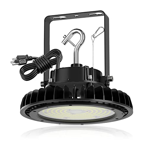 Adiding LED High Bay Light 200W, 34000LM Bright UFO LED Workshop Light 170LM/W AC100-277V 5000k Daylight UL DLC Listed with 6.56' Cable, Adjustable Bracket, Hanging Hook, Safe Rope for Shop, Gym, Barn
