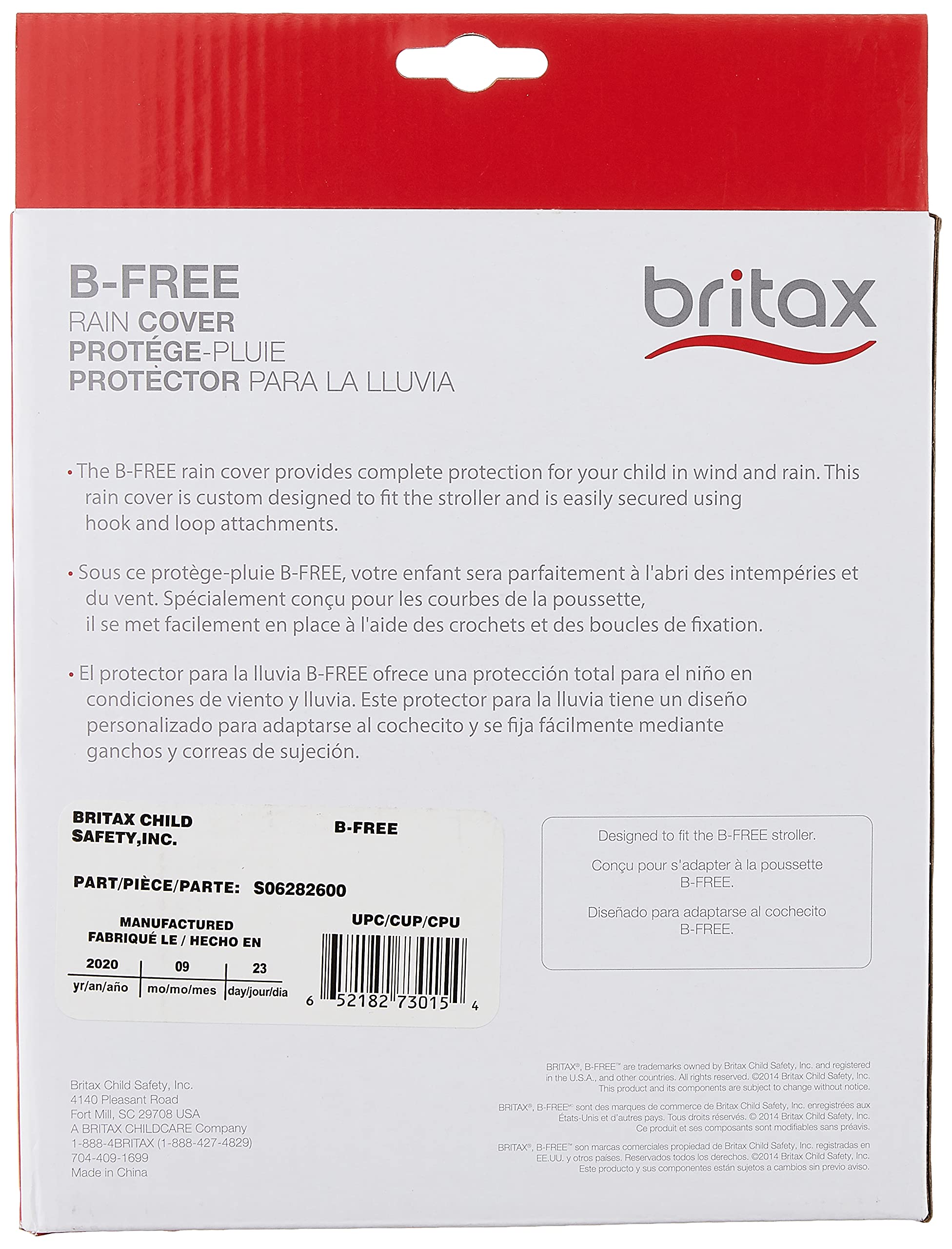 Britax B-Free Stroller Wind and Rain Cover | Easy Install + Air Ventilation + Storage Pouch Included Grey