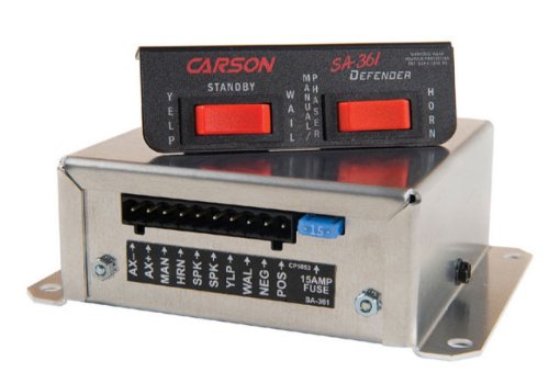Carson SA-361-20 14 Defender 100W Remote Vehicle Siren Amplifier - Black, 110dB