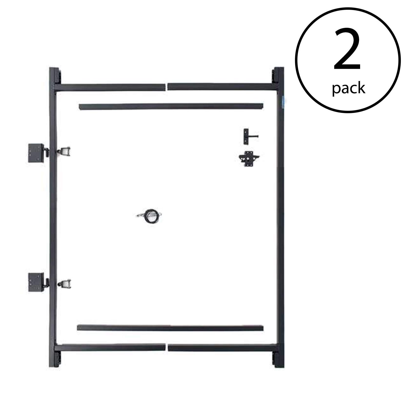 Adjust-A-Gate Steel Frame Lockable 2-Way Gate with Installation Building Kit, 36"-60" Wide Opening Up to 7' High