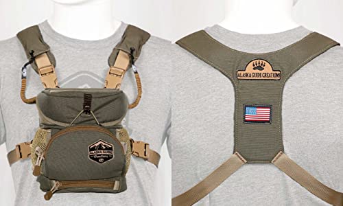 Alaska Guide Creations Hybrid with MAX Pocket | Compact Utility Bag with Mesh Side Pockets | Binocular Harness for Comfort and Quick Access (Kryptek Highlander)