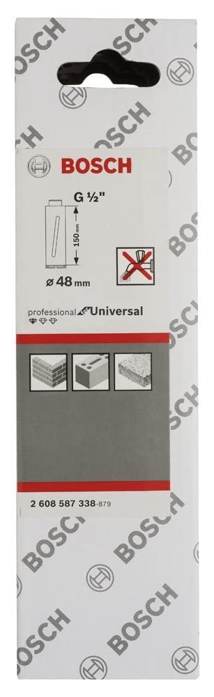 Bosch Professional 2608587338 Diamond Dry core Cutter G 1/2" 48 mm, 150 mm, 3 Segments, 7 mm, Silver, 48/150/7 mm