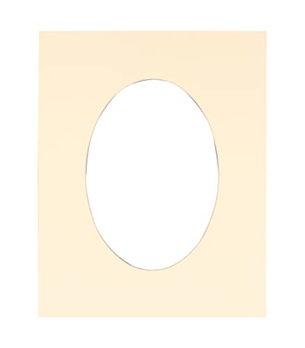 8.5x11 Mat Bevel Cut for 5.5x8.5 Photos - Precut Cream Oval Shaped Photo Mat Board Opening - Acid Free Matte to Protect Your Pictures - Bevel Cut for Family Photos, Pack of 1 Matboard