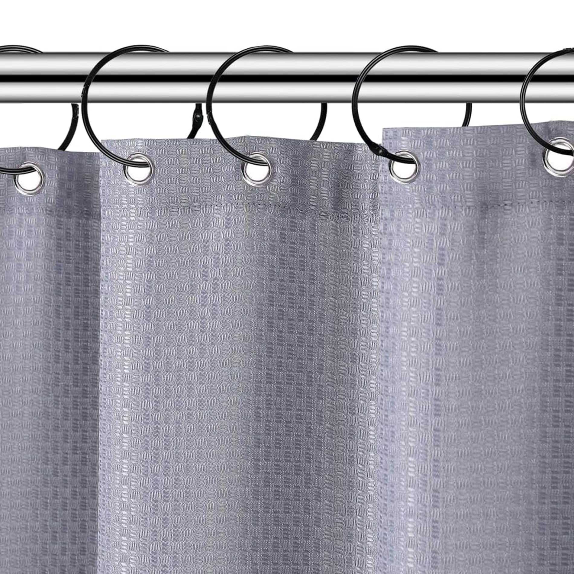 24 Pcs Shower Curtain Hooks Rings, Rustproof Metal Shower Curtain Rings for Bathroom, Circular Decorative Shower Curtain Rings and Hooks for Shower Rod, Snap Joint Design(Black)