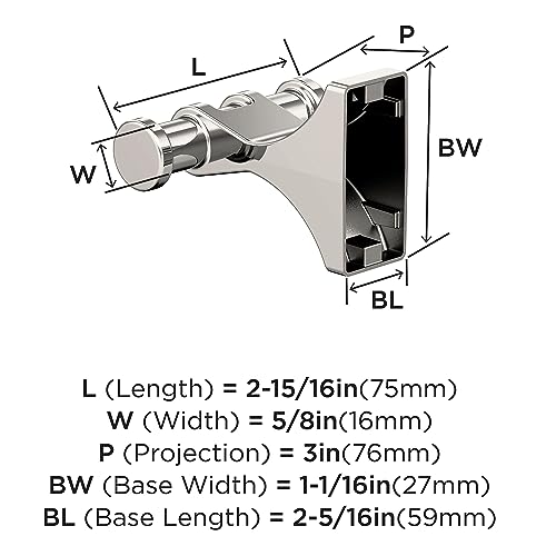 Amerock BH36050PN | Polished Nickel Double Robe Hook | 2-15/16 in. (75 mm) Length Towel Holder | Davenport | Towel Hook for Bathroom | Bathroom Hardware | Bath Accessories