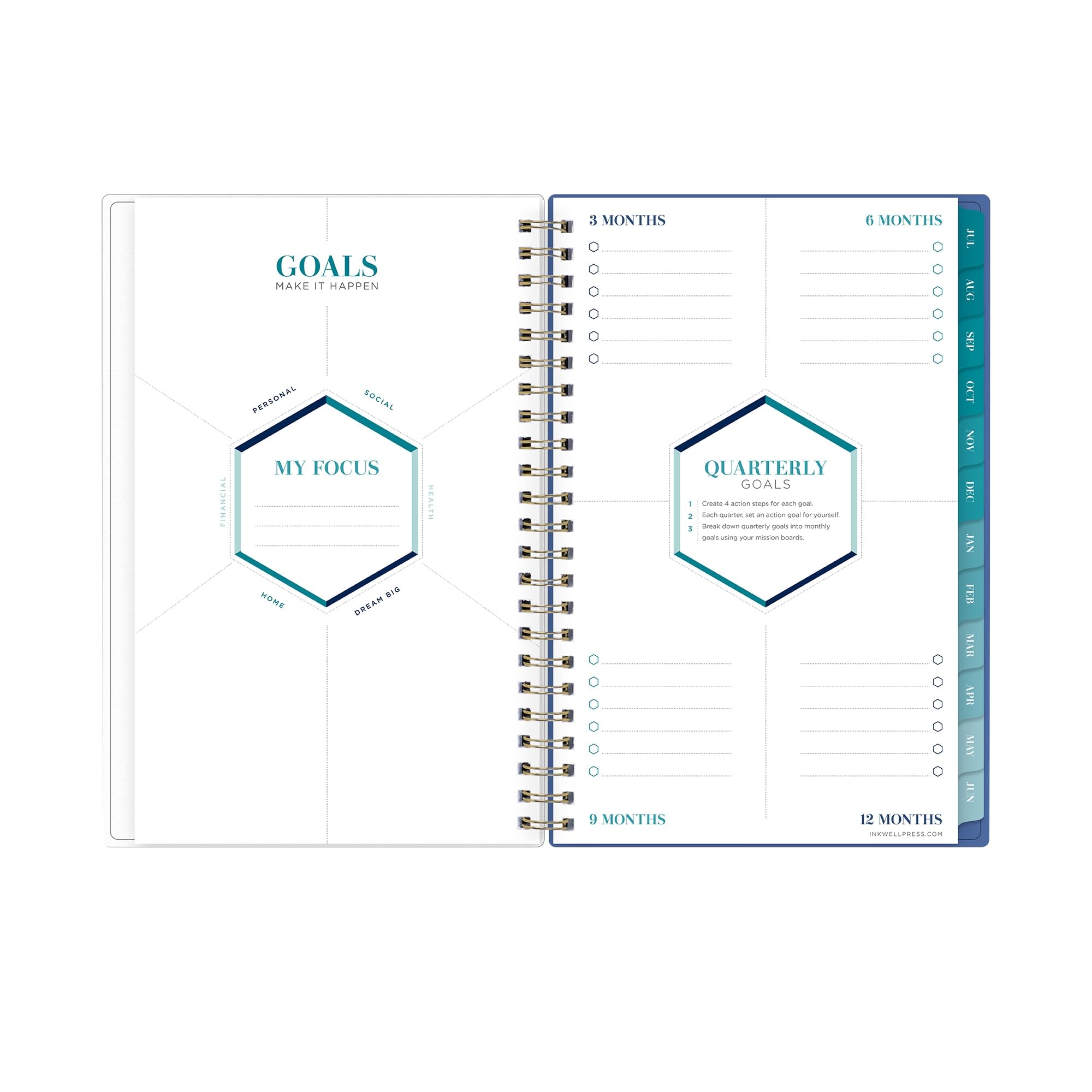 2023-2024 Blue Sky™ Inkwell Press Whirlwind Frosted Polypropylene Horizontal Weekly/Monthly Flex Academic Planning Calendar, 5" x 8", July 2023 to June 2024, 144271