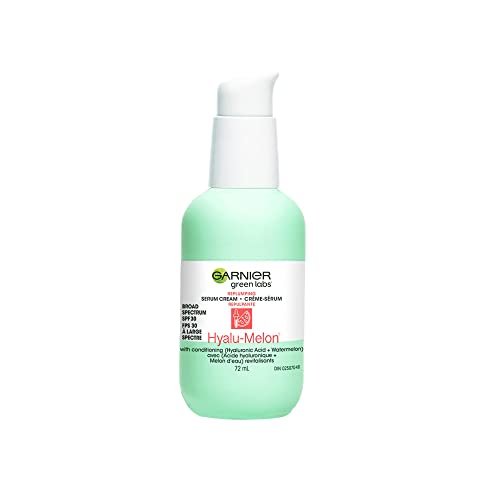 Garnier Green Labs Hyalu-Melon 3-in-1 Replumping Serum Cream with Hyaluronic Acid, 24h Moisture + Serum + SPF 30, 2.4 Fl Oz (72mL), 1 Count (Packaging May Vary)