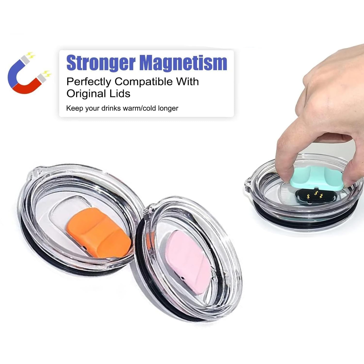 30 oz Magnetic Tumbler Lid for YETI Rambler, Ozark Trail, Old Style Rtic and More, Magnetic Slider Spill Proof Tumbler Cover(5 Pack)