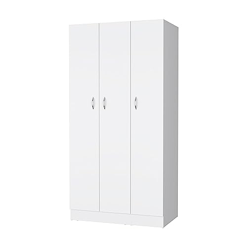 AMFSQJ Contemporary Miscellaneous Storage Closet with Hanging Rod, Versatile Organizer for Various Spaces, 35.43β*29.69β*71.14βH, White