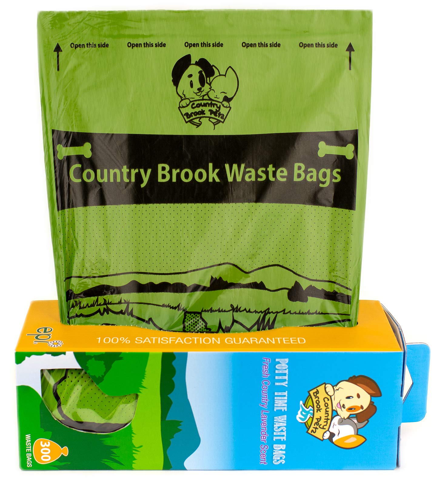 300 Count Country Brook Petz - Lavender Scented Potty Time Waste Bags, Single Roll