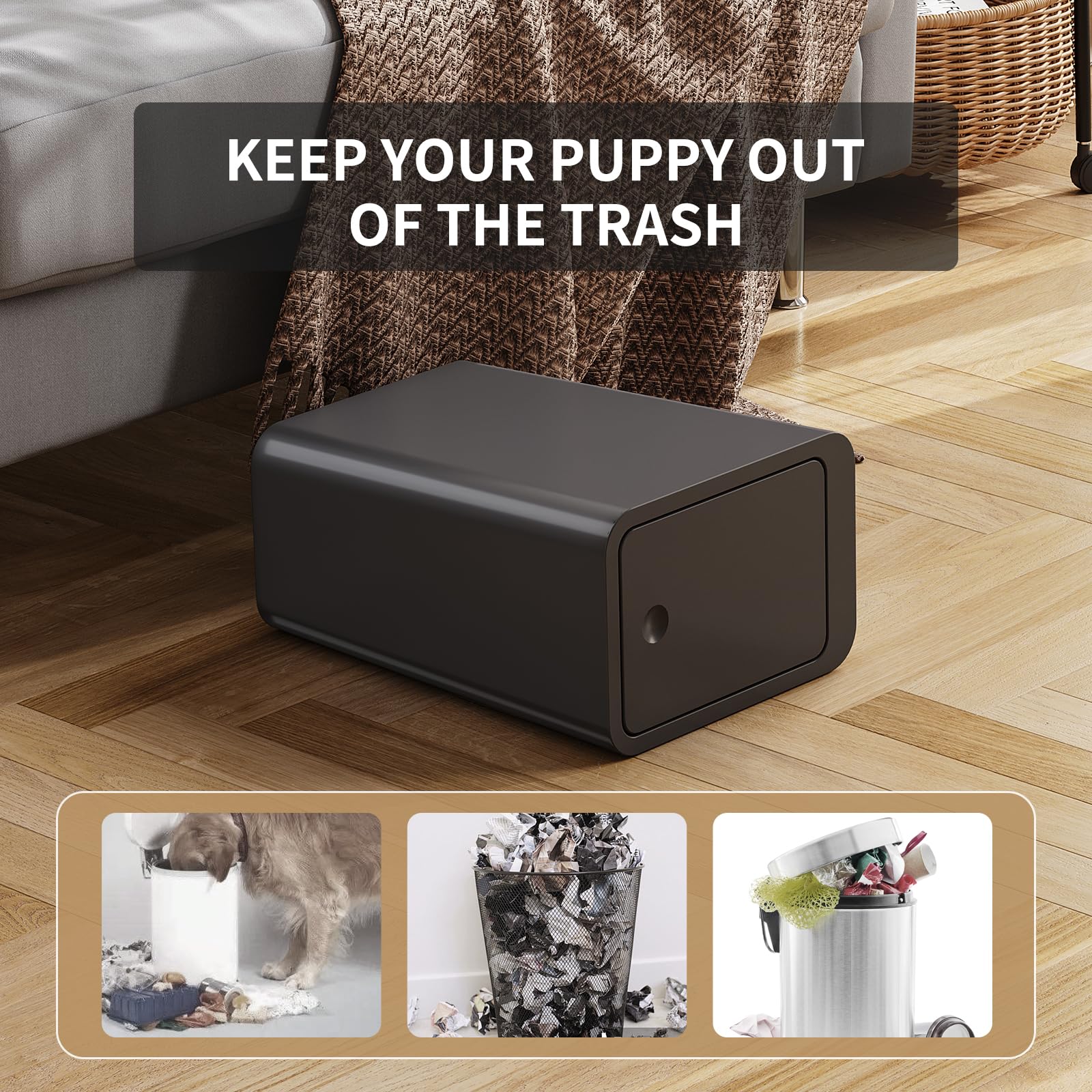 2 Pack Bathroom Trash Can with Lid, 4 Gallons/15L Slim Garbage Can with Pop-up Lid, Small Trash Bin, Plastic Dog Proof Trashcan, Waste Basket for Bathroom, Bedroom, Kitchen, Office, Dorm, Grey