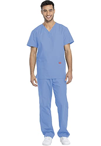 Dickies Men & Women Top and Pant Scrubs Set Plus Size DKP520C, 3XL, Ciel