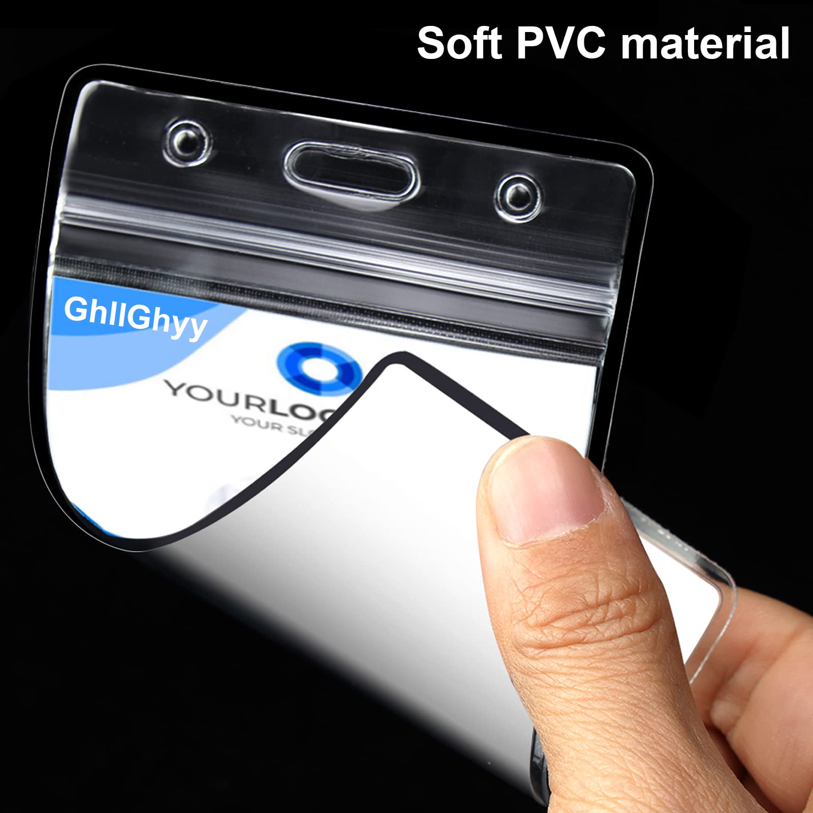 20PCS Vertical Transparent Id Badge Holders,PVC Card Holder,Sealable Waterproof Zip Type Plastic Protector Holder,2.83x4.6 Inch Business Id Card Holder (20)