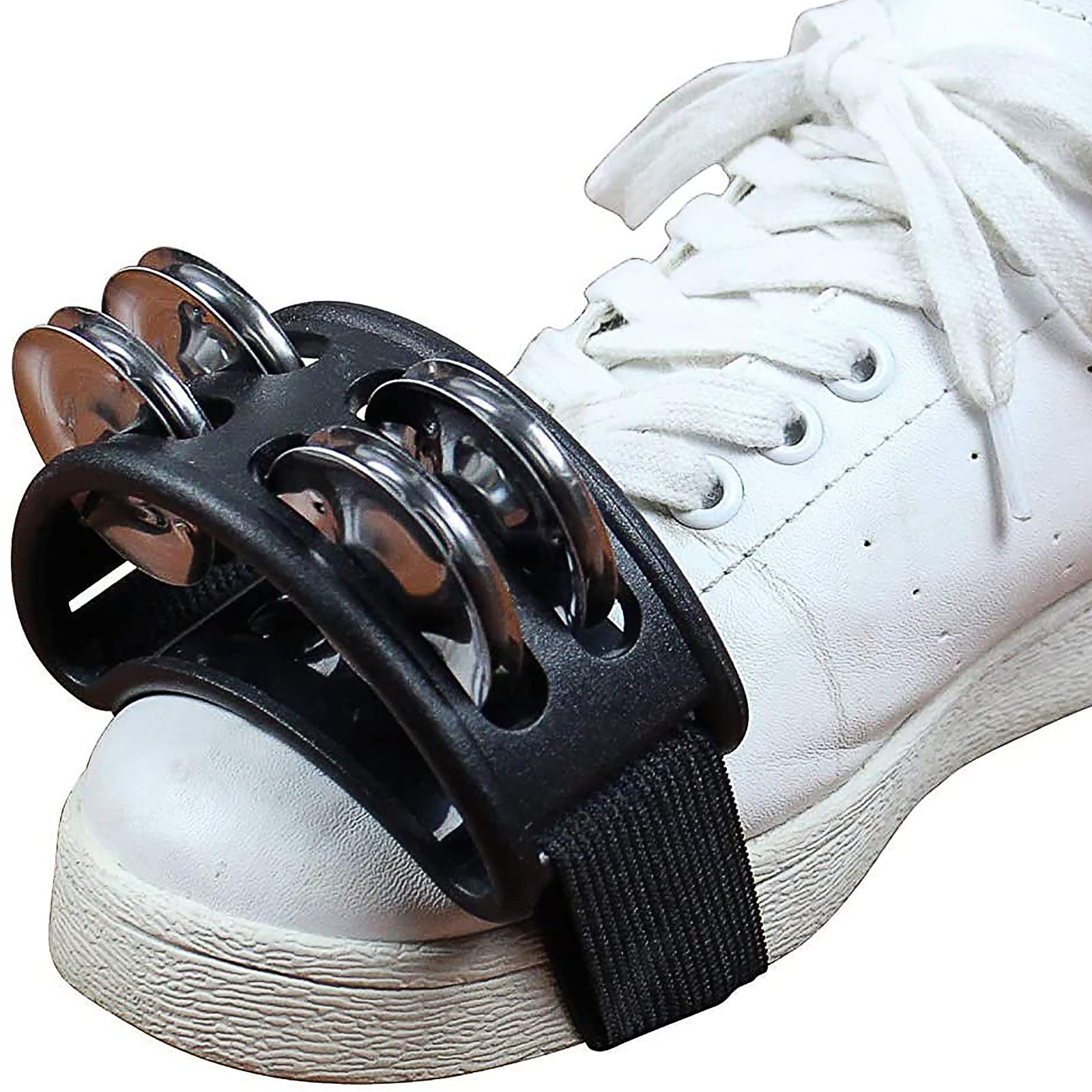 2PCS Foot Tambourine, Musical Instrument Percussion Pedal with Steel Jingle Bells for Drum & Guitar Playing