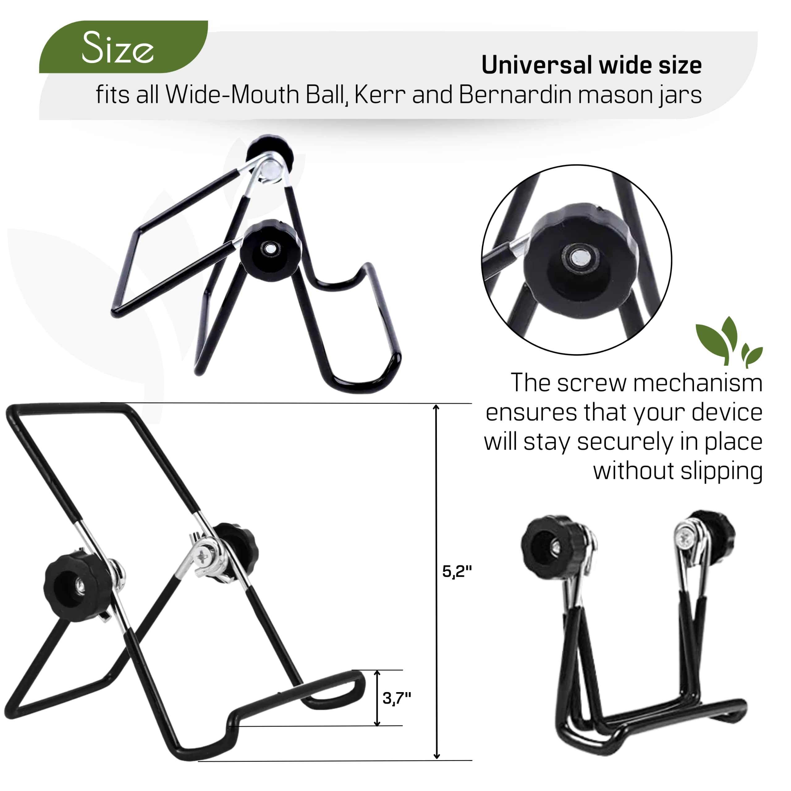 2PCS Sprouting Stands for Mason Jar β Sprouting Kit Stainless Steel Stand Kit for Sprouts Growing Kit 2 Mason Jar Holders for Wide and Regular Mouth Mason Jars