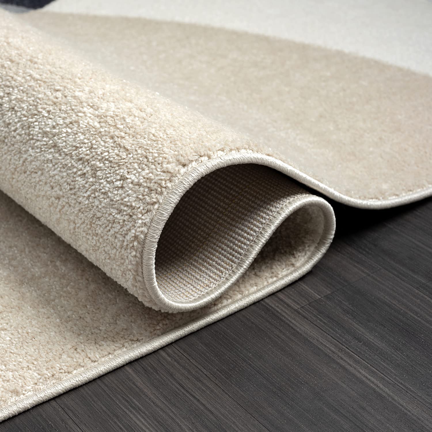 Abani Geometric Beige/Charcoal Yellow Area Rug - 8'x10' - Modern Half-Moon Design Mid-Century Deco - Easy to Clean - Durable for High Traffic Areas β Bedroom & Office - Medium Pile
