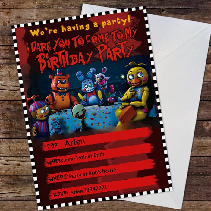 20 Set Fnaf Birthday Invitation Cards Bear Game Friends Invite Party Supplies Gift Card