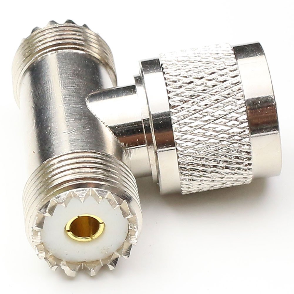 ANHAN UHF Male to UHF Female Tee Connectors, Pl259 Tee Connector pl259 Coaxial Cable Adapters SO239 Splitter for Ham Radio CB Antenna 1Pack