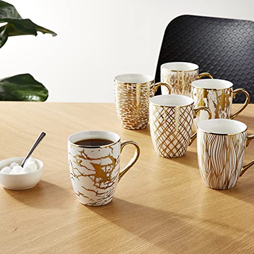 Certified International 26540SET6 Matrix 16 oz. Gold Plated Mugs, Set of 6, 5" x 3.25" x 4.5", Multicolored
