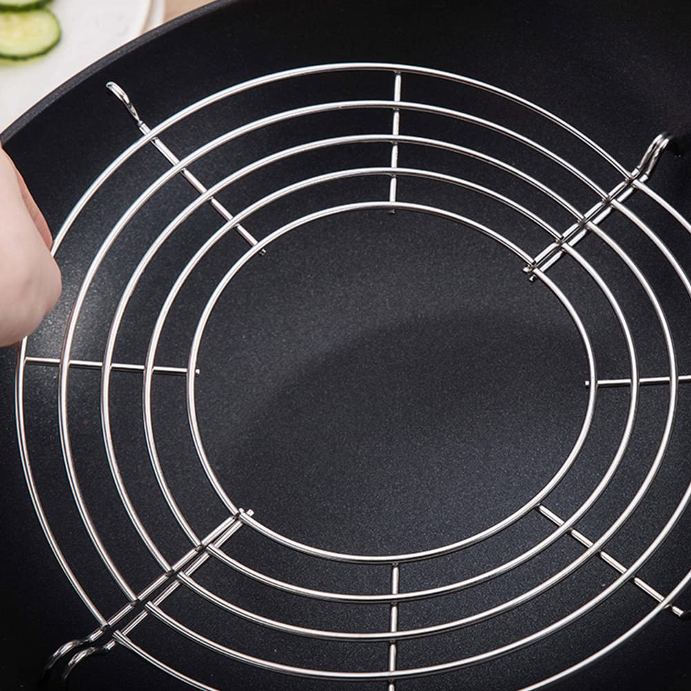 2PCS Stainless Steel Wok Shelf, Kitchen Wok Fry Pan Pot Stainless Steel Shelf Food Cooling Rack Semi circle Fried Food Strainers Cooling Racks Shelves for Kitchen(L)